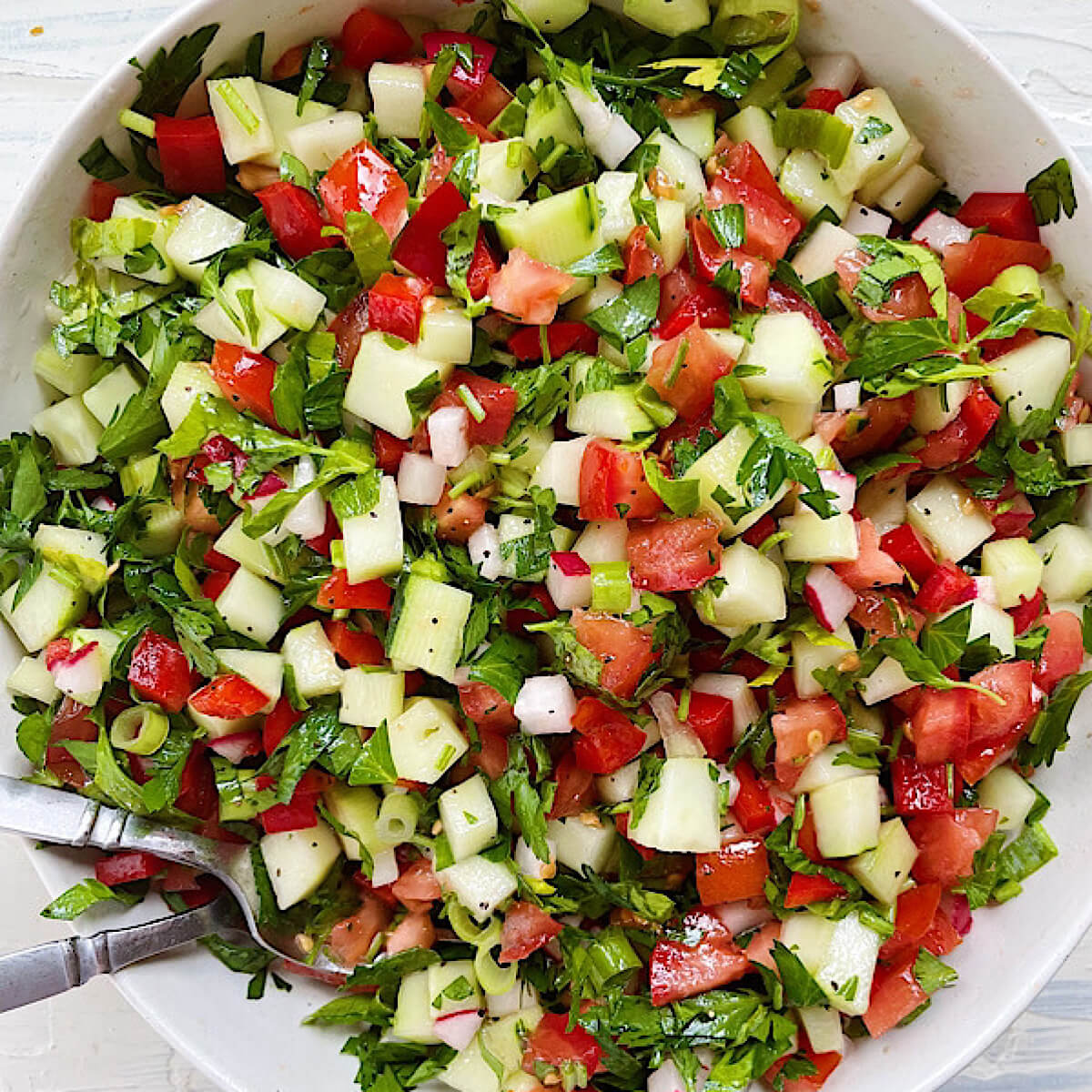 Arabic Chopped Salad (سلطة) - The Hint of Rosemary