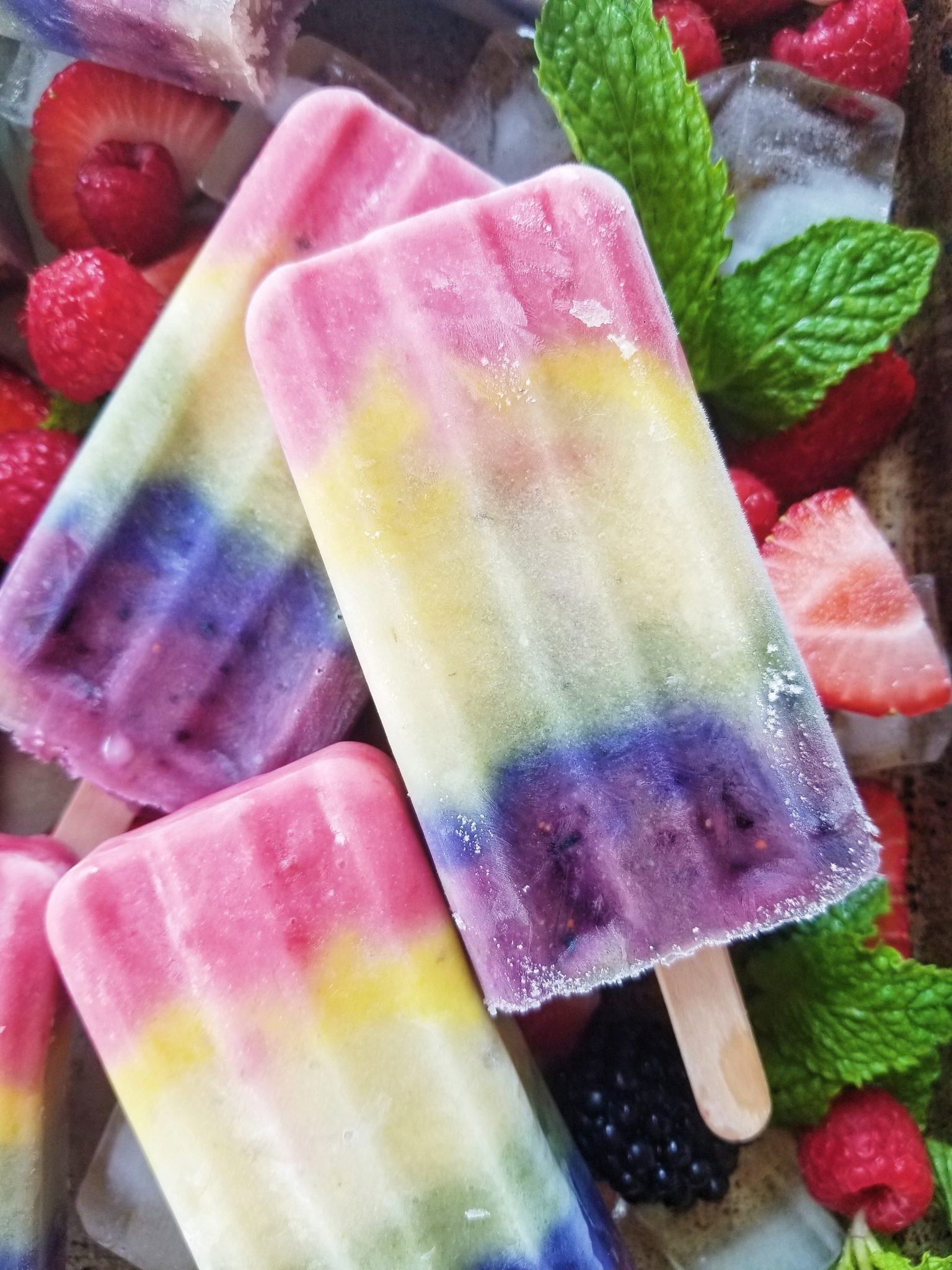 Healthy Rainbow Fruit Popsicles - The Hint of Rosemary