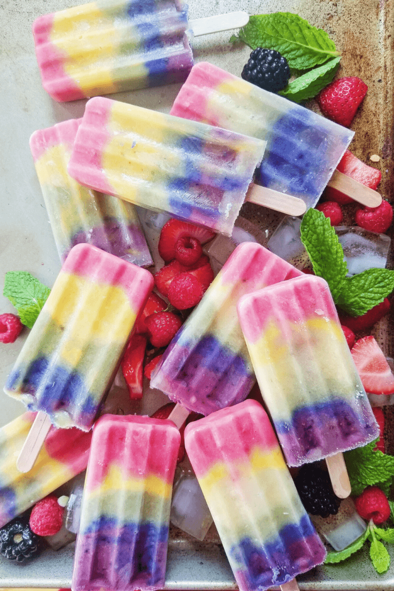 Healthy Rainbow Fruit Popsicles - The Hint of Rosemary