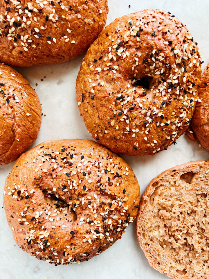 Sourdough Discard Beet Bagels - The Hint of Rosemary