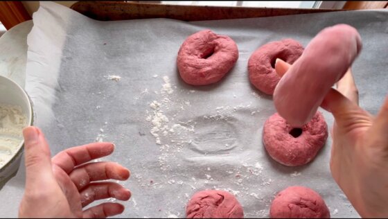 Beet Bagels - The Hint of Rosemary
